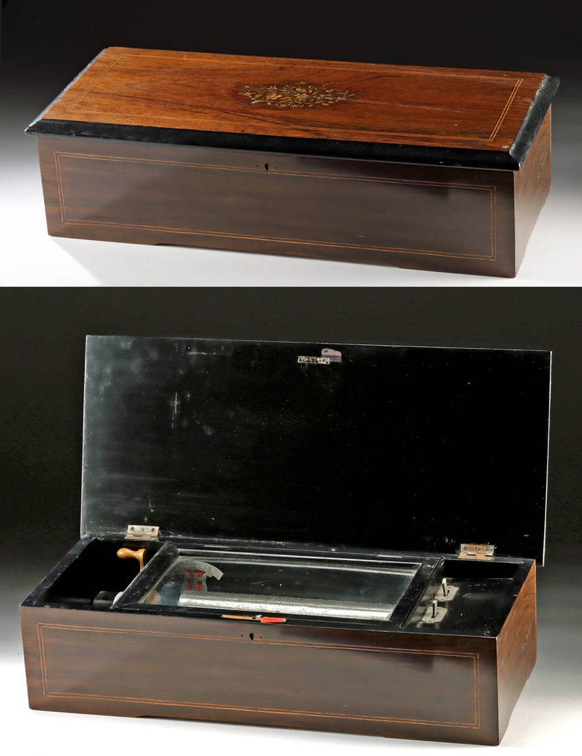 Buy 1880s Swiss Wood Case Cylinder Music Box, 8 Tune Zither | Artemis ...