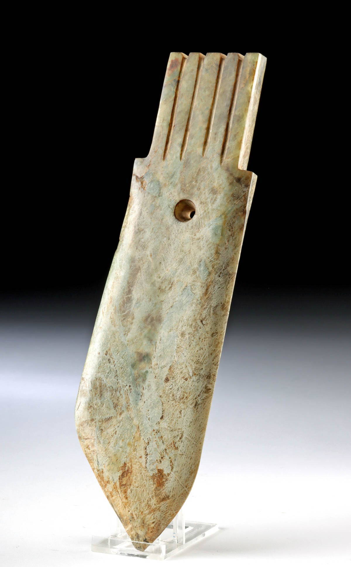 Chinese Shang Stone Ceremonial Halberd Axe, Ge Auction