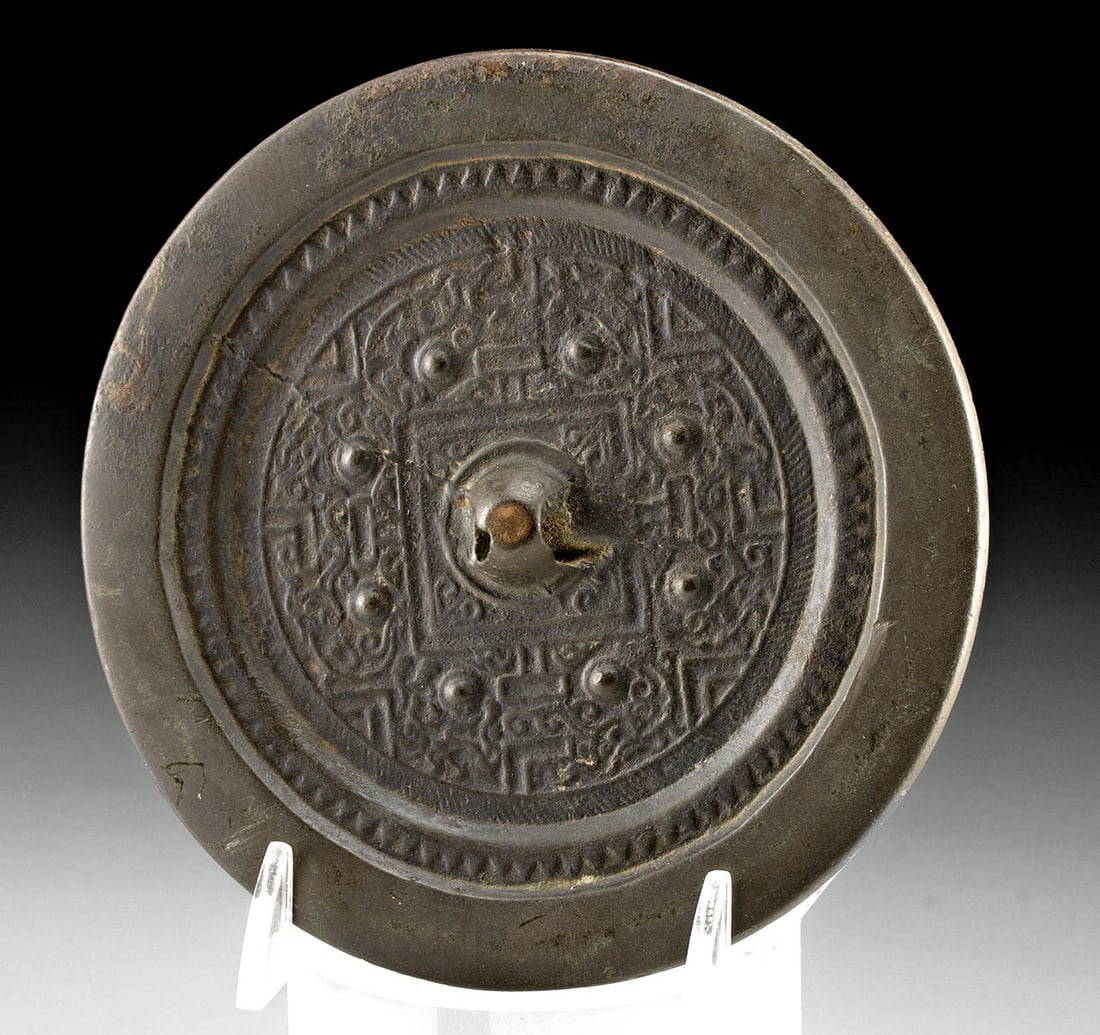 Chinese Han Dynasty Bronze Mirror - Abstract Mythology Auction