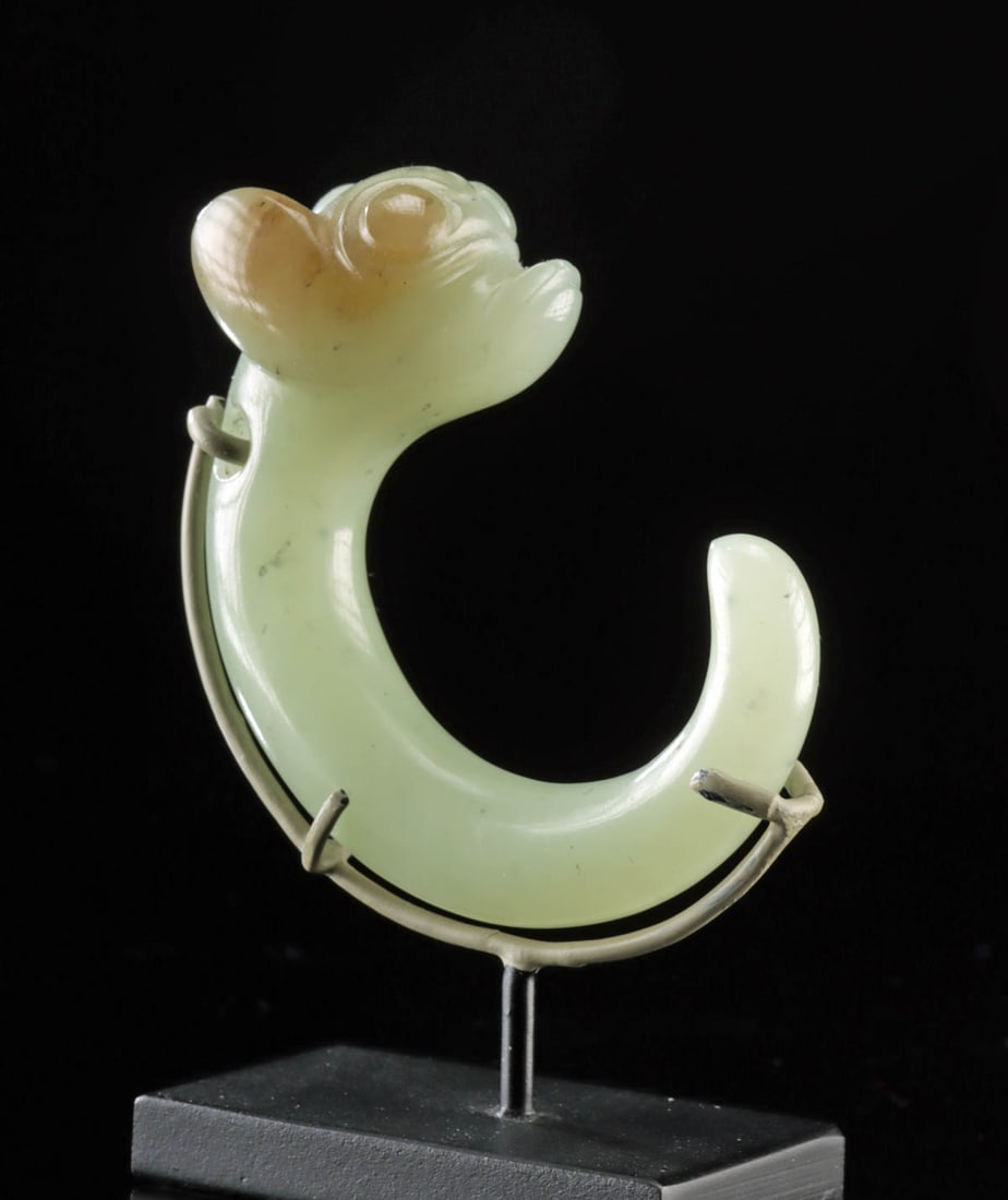19th C. Chinese Greenstone Pig Dragon Pendant Auction