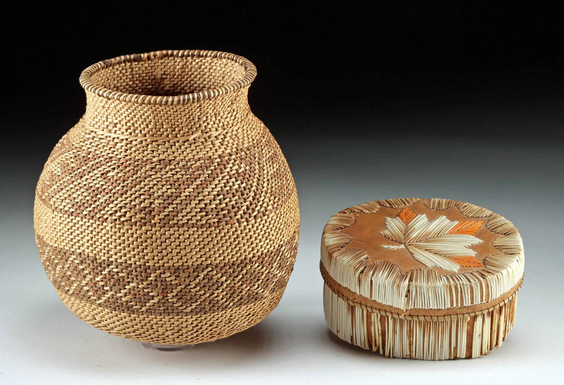 Buy Mi'kmaq Quill Bark Box & Northern Paiute Basketry Jar | Artemis ...