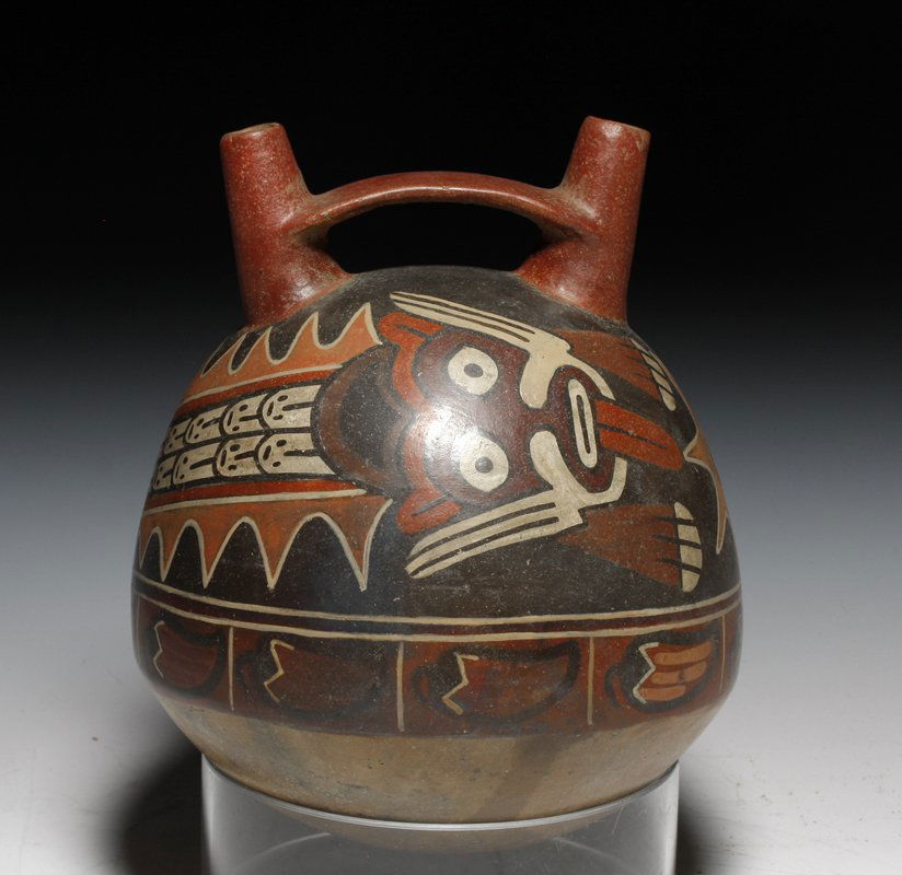 A Nazca Stirrup Vessel of Underworld God