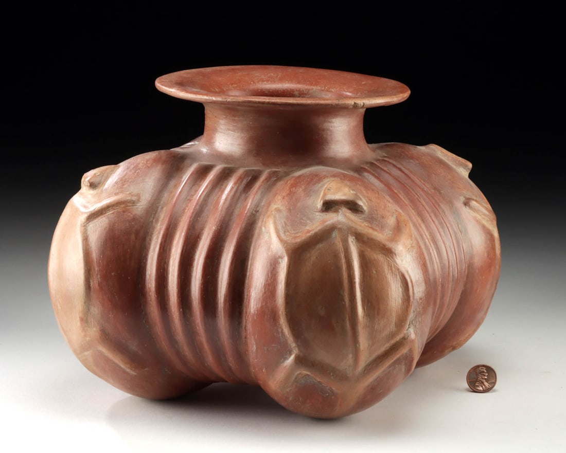 Large Colima Redware Jar Fascinating Form!