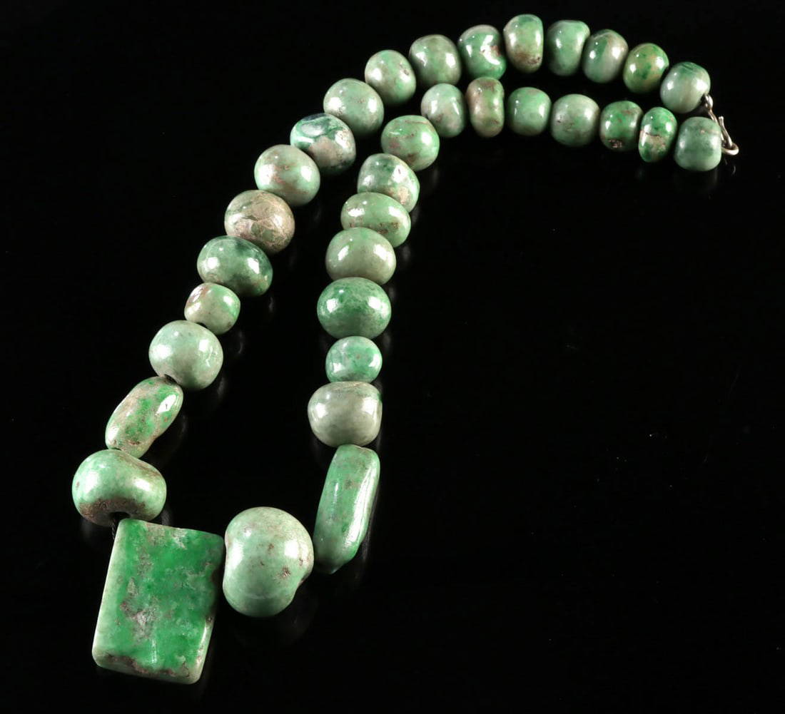 Olmec / Maya Greenstone Bead Necklace Auction