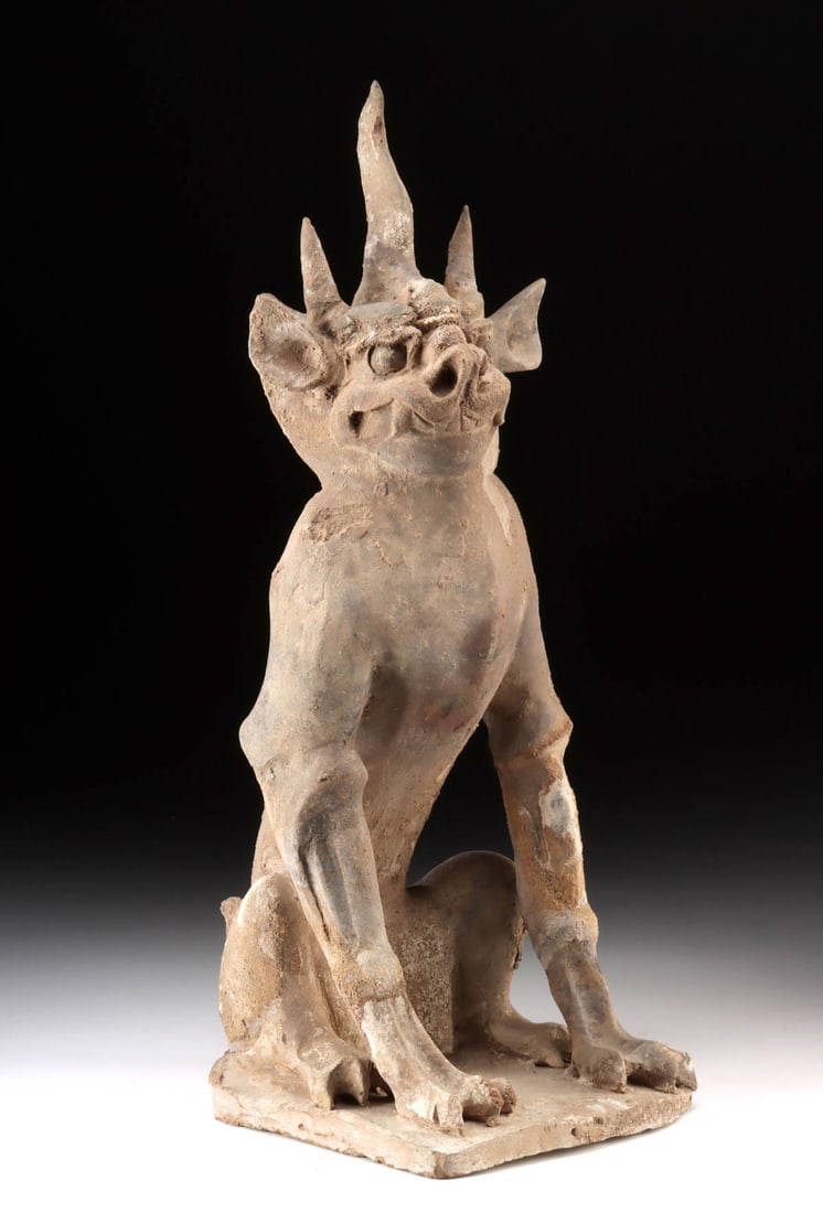 Tang Dynasty Pottery Tomb Guardian - Horned Beast - Jun 20, 2025 ...