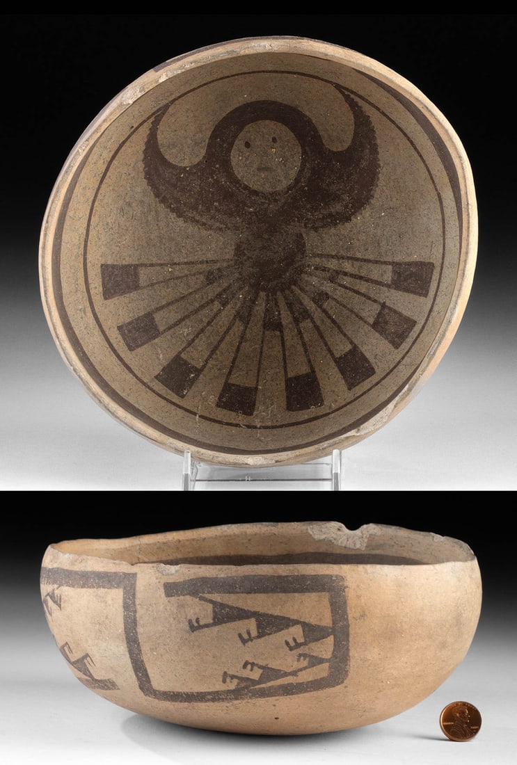 Buy Hopi-tewa Jeddito Revival Yellowware Bowl, Thunderbird Motif ...