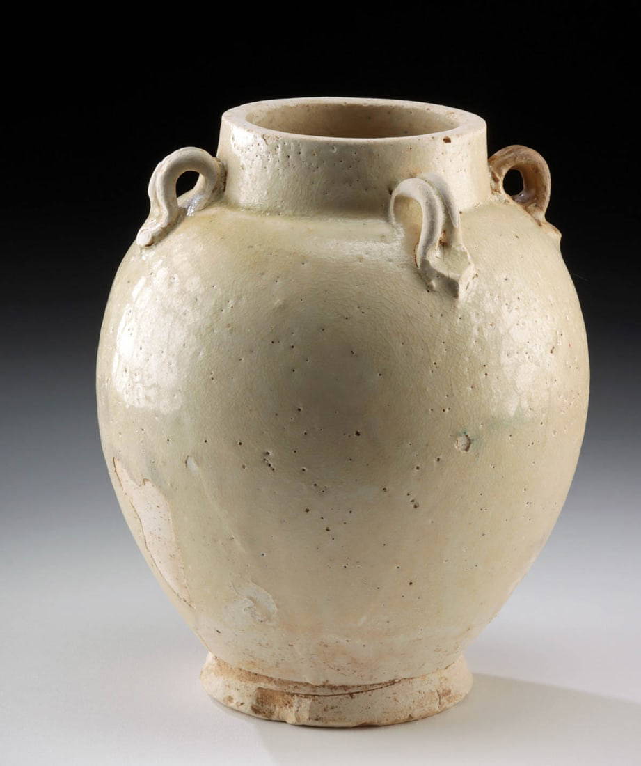 Chinese Tang Hebei White Glazed Stoneware Jar Auction