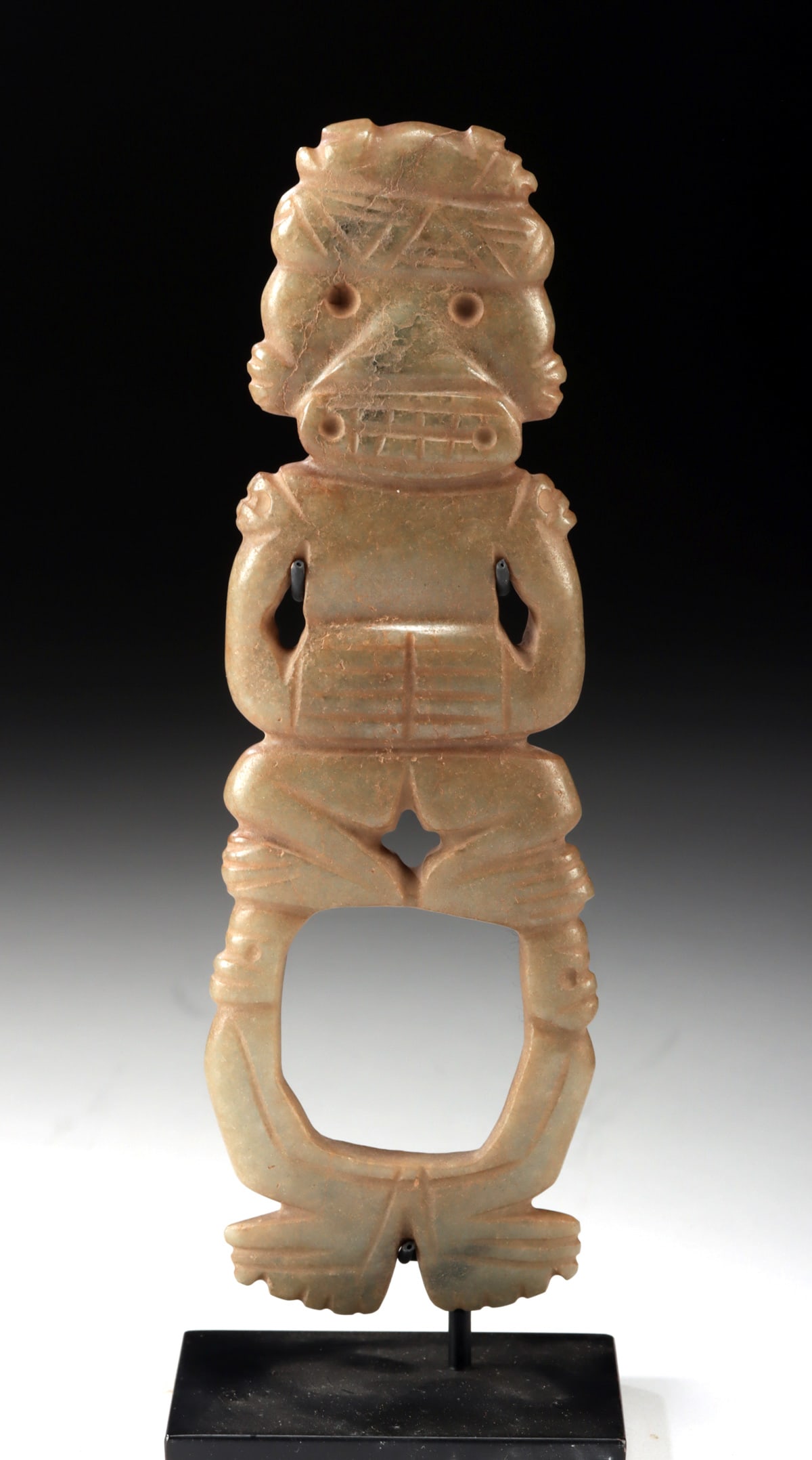 Costa Rican Stone Pendant - Crouching Shaman Figure Auction