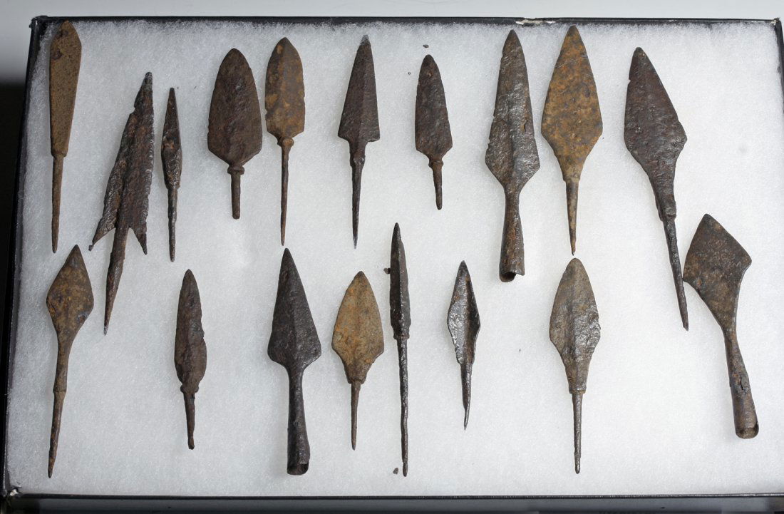 A Lot of 18 Medieval Iron Arrowheads