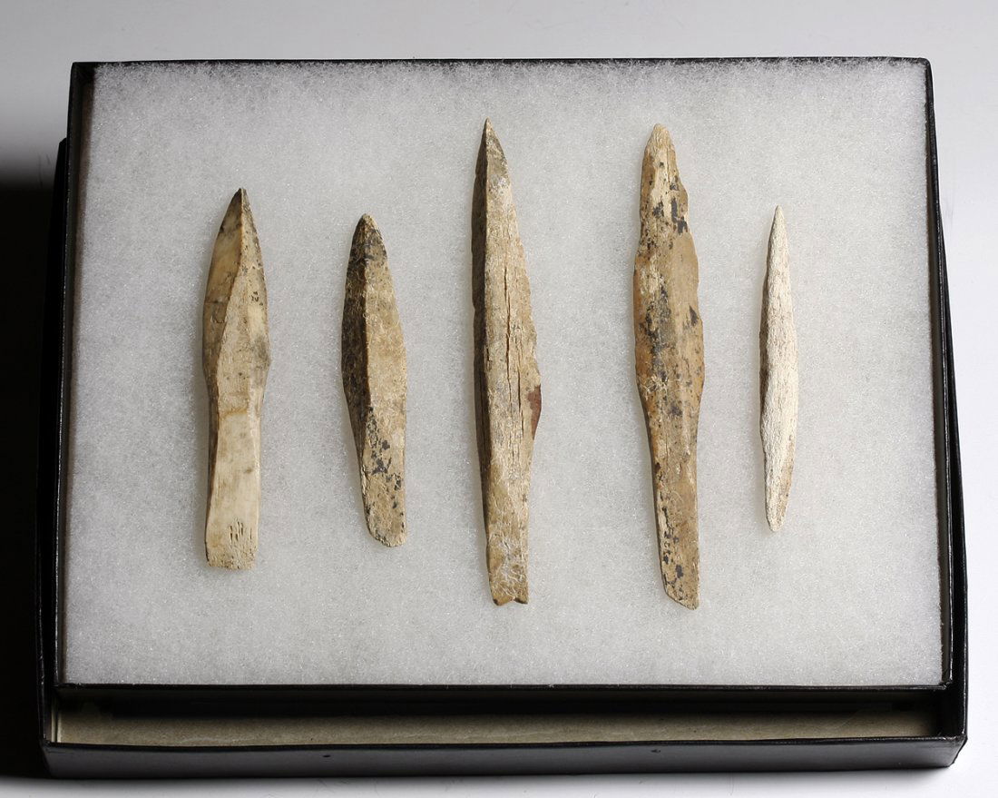 5 Chinese Shang Dynasty Bone Spear Tips
