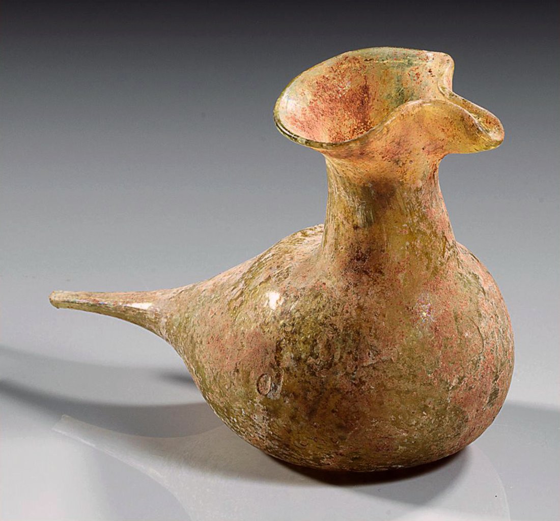 Roman Glass Baby Feeder, Bird Form