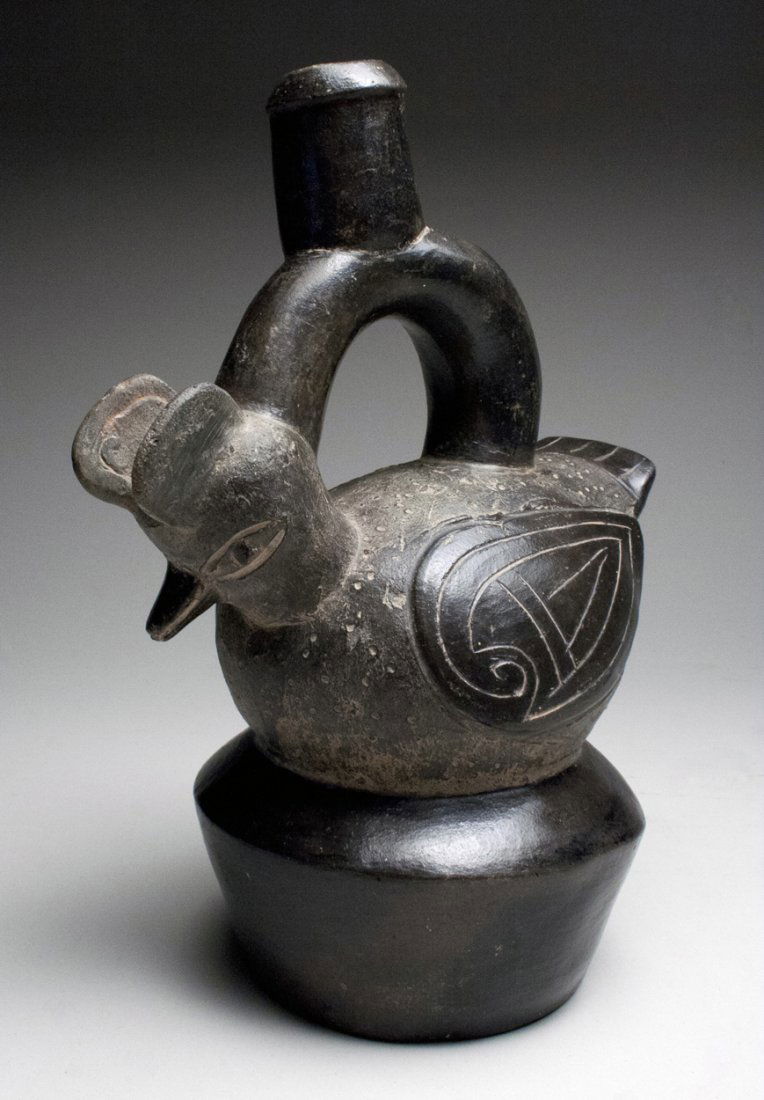 Chavin Black Glazed Stirrup Vessel