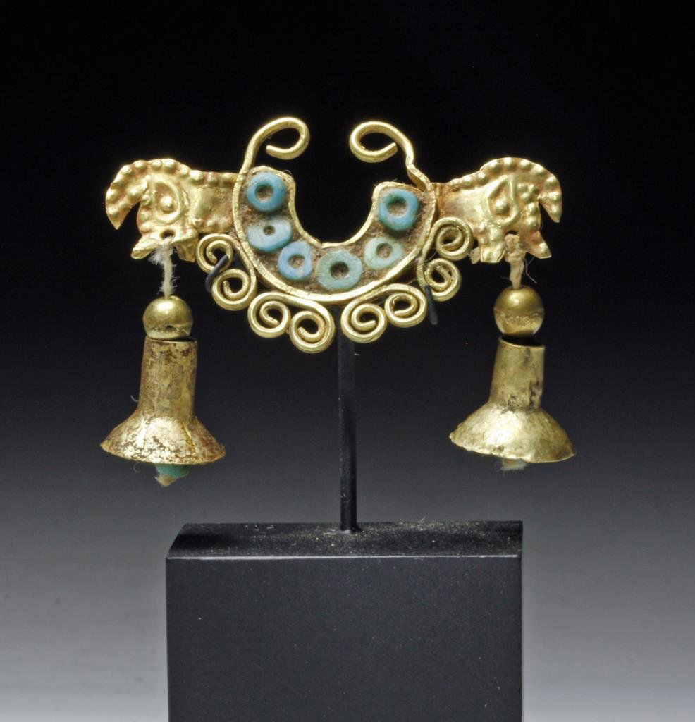 Moche Gold & Turquoise Nose Ornament - Jun 14, 2013 | Artemis Gallery in CO