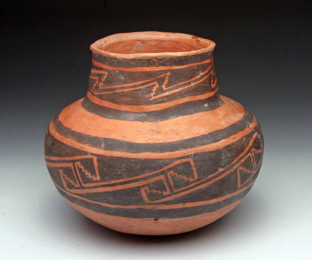 Rare Anasazi Jeddito Black On Orange Olla