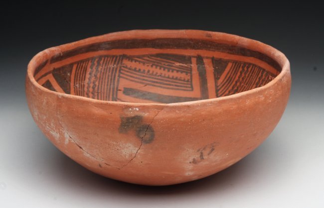 Prehistoric Anasazi Wingate Black-on-Red Bowl