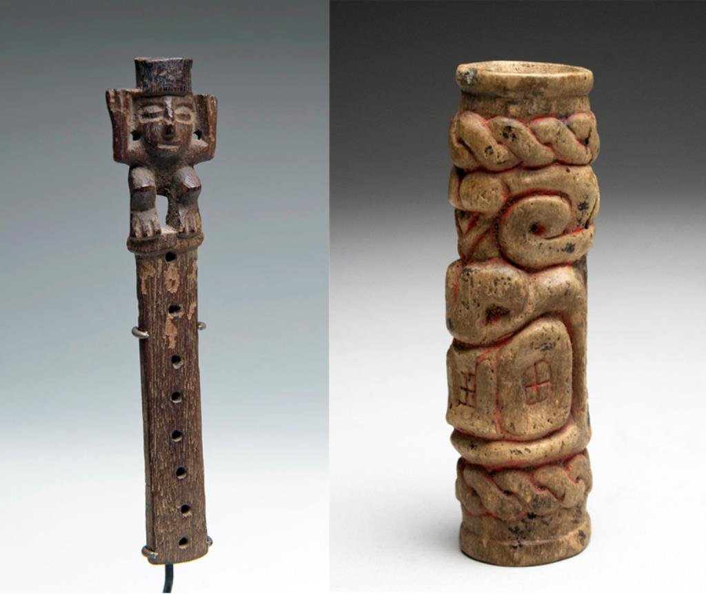 Chavin Bone Carving + Rare Inca Quipu Counter