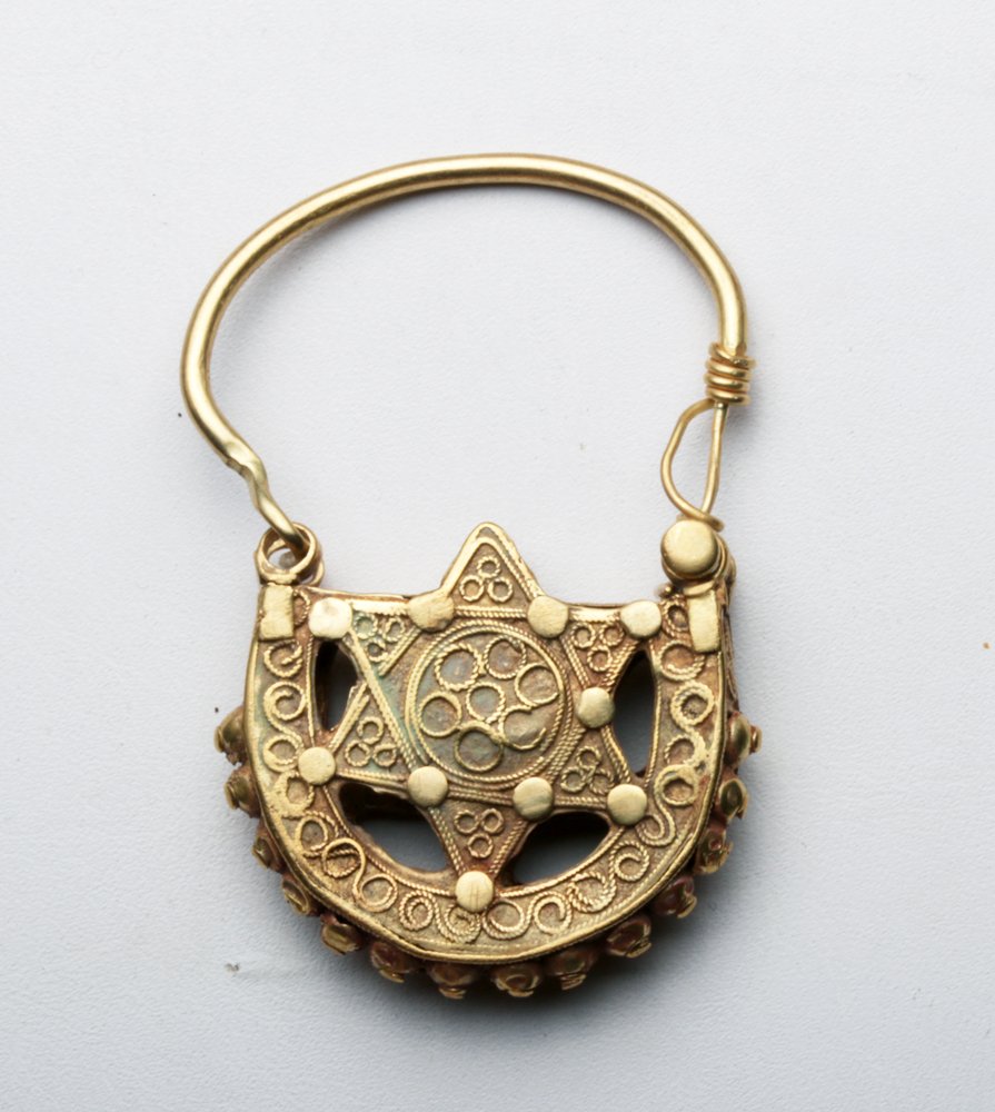 Large Jewish Star in Solid Gold Earring