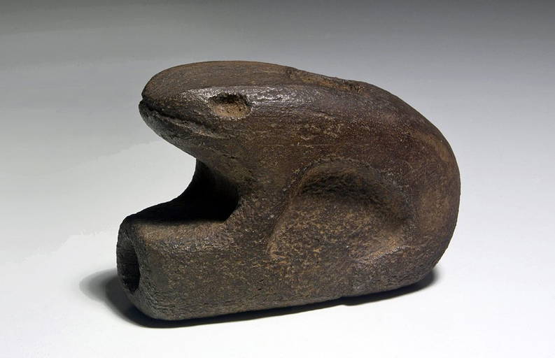 Prehistoric Stone Pipe, Frog Form, Ex Museum