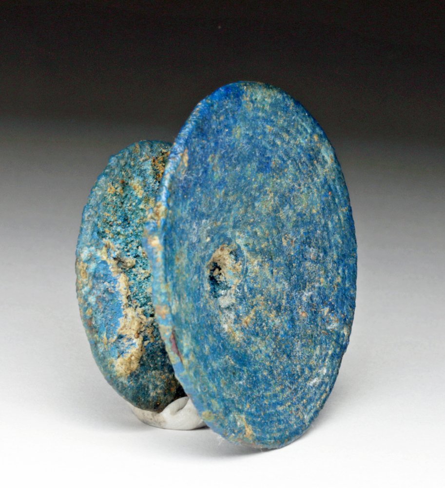Dong Son Bronze Earspool - Azurite!