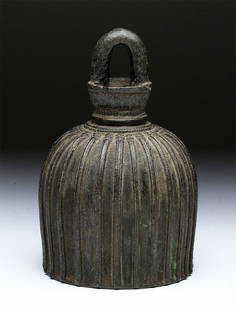 Ancient Khmer Cambodian Vajara Bronze Bell Handle