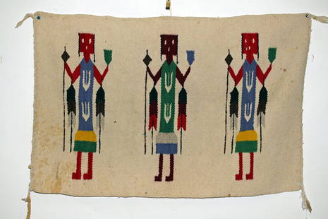 Early Navajo Rug With Sawtooth Pattern