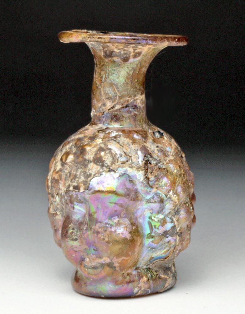 Ancient Roman Glass Janus Flask - Bacchus