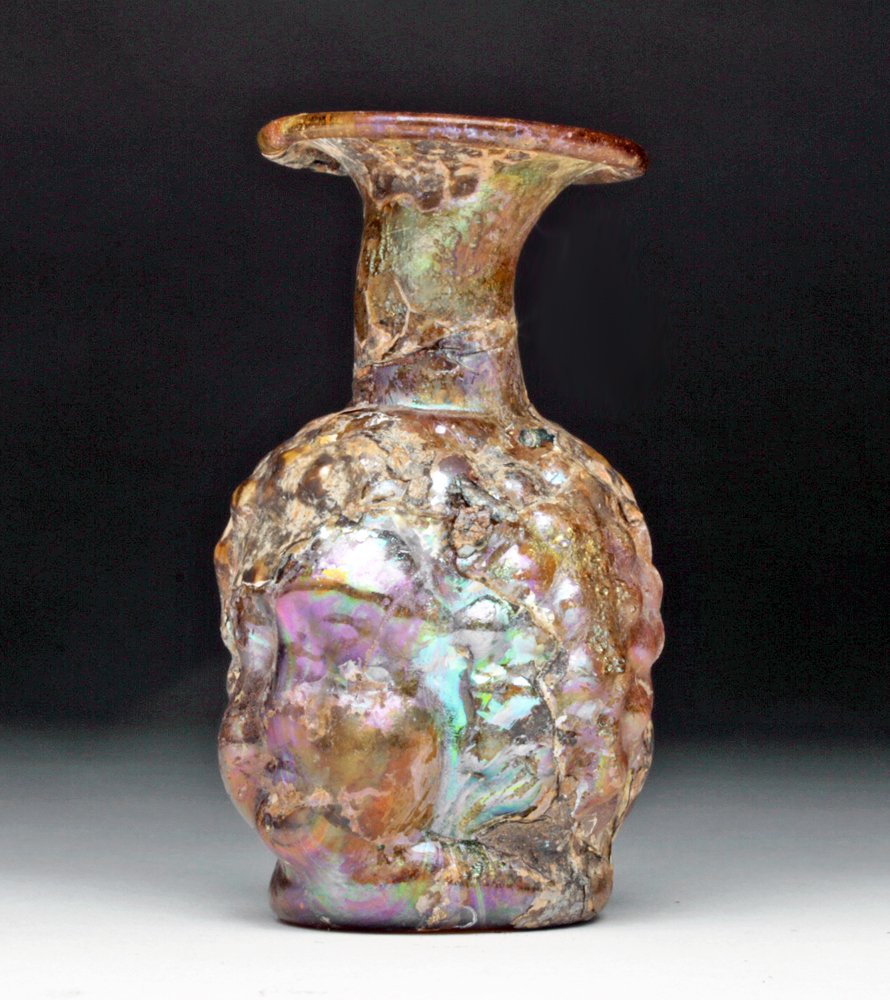 Ancient Roman Glass Janus Flask - Bacchus
