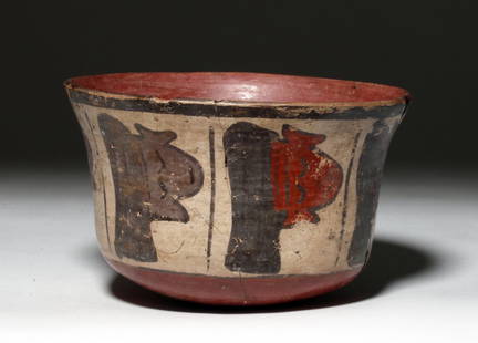 Aztec Polychrome Footed Bowl Gods And Trophy Heads