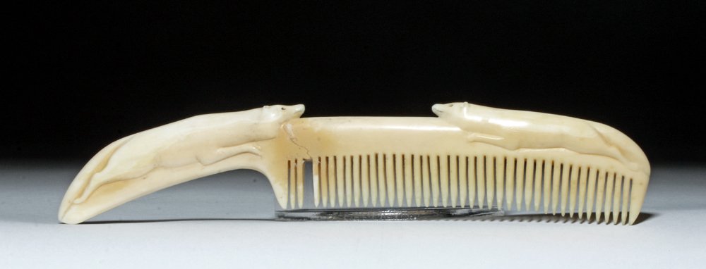 19th C. Inuit Whale Bone Comb - Two Arctic Foxes - Dec 07, 2015 ...