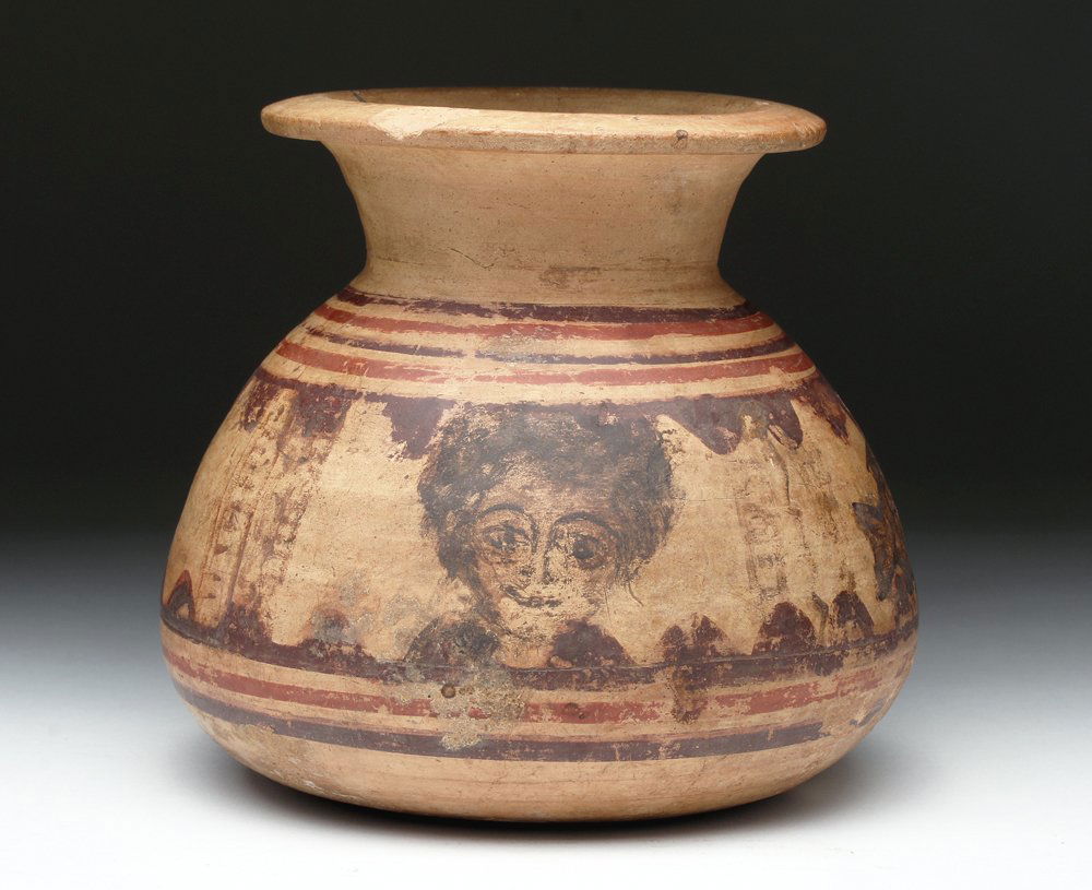 Coptic Painted Pottery Vessel - Fish, Bird, & Christ