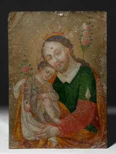 Spanish Colonial, Mexico, Retablo Of San Roque, 19th