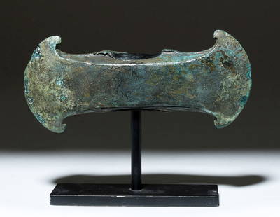 Rare Celtic Bronze Double Looped Socketed Axe Head
