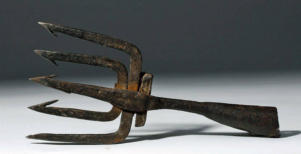 Rare Roman Hand Forged Iron Multi Prong Spear