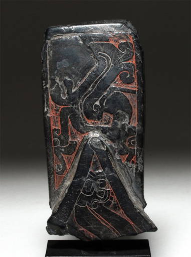 Museum Exhibited Chavin Carved Black Stone Handle