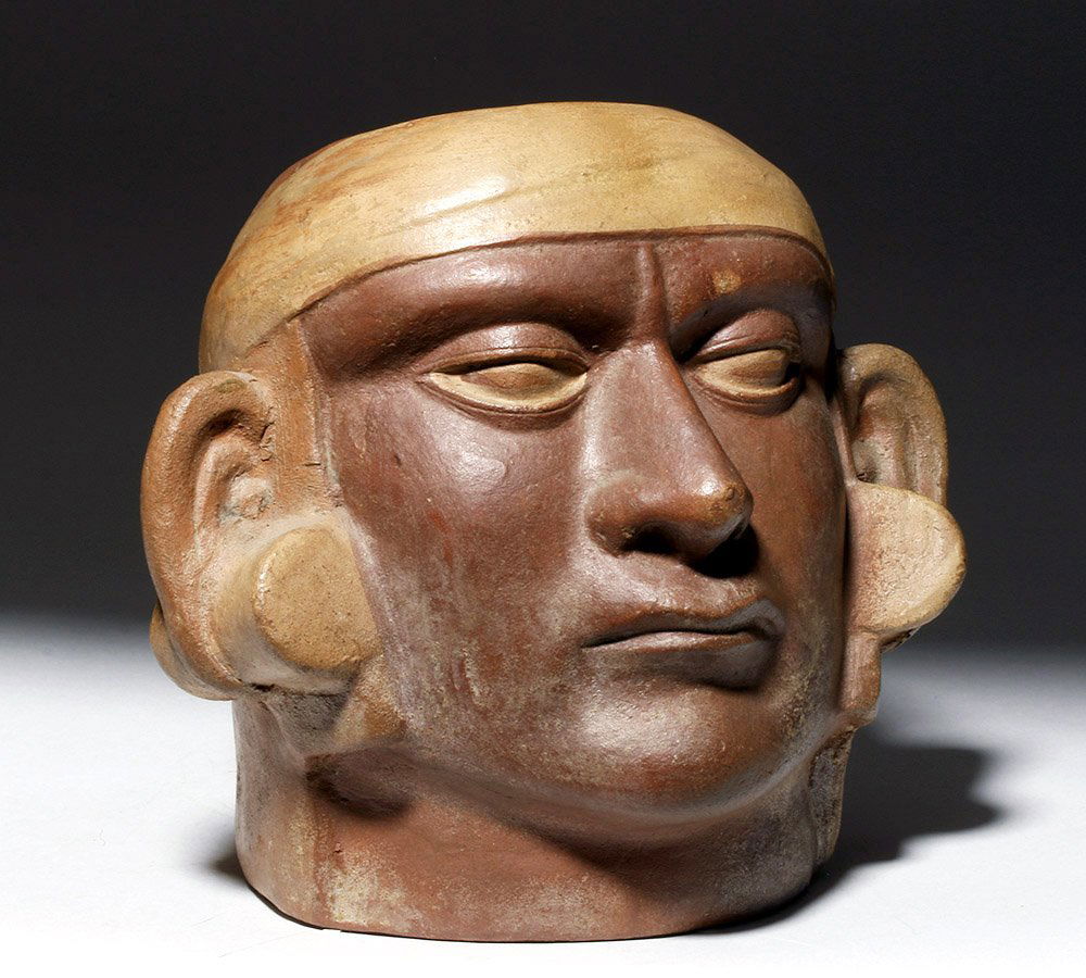 Superb Moche Portrait Jar - Warrior