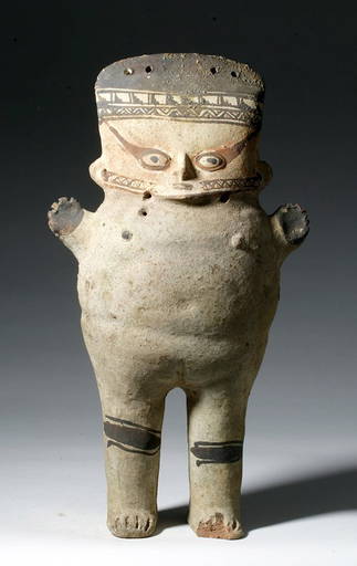 Large Chancay Bi Chrome Pottery Female Cuchimilco