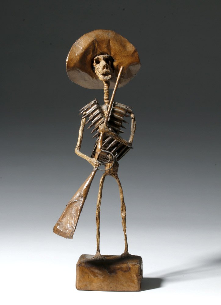 Amusing Mexican Folk-Art Papier Mache Skeleton Bandito