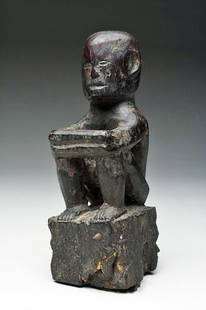 Seated Wood Bulul Figure 19th C. Philippines