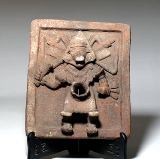 Fine Mayan Terracotta Figural Relief Plaque