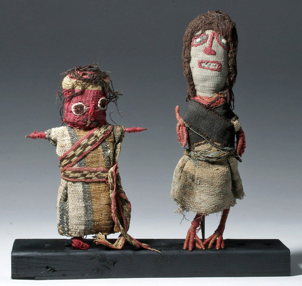 Pair of Chancay Textile & Reed Dolls