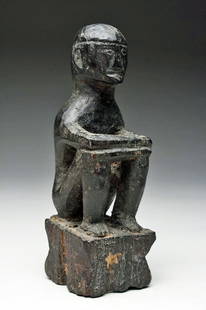 Seated Wood Bulul Figure 19th C. Philippines