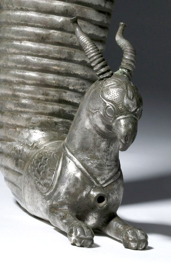 Important Achaemenid Silver Rhyton - Mythical Beast