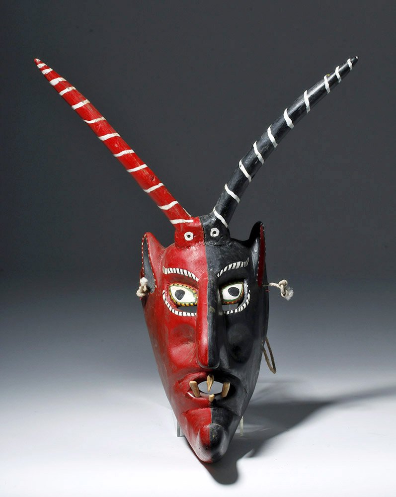 20th C. Mexican Pastorela Devil Dance Mask