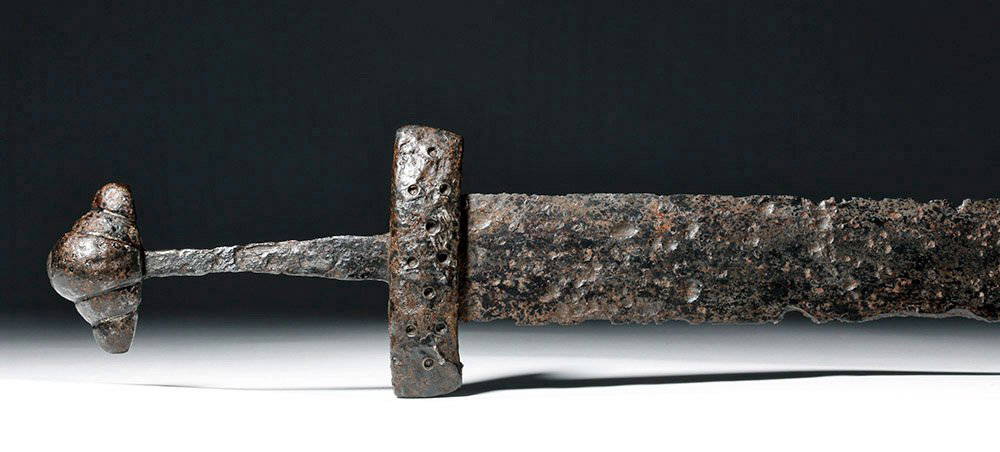 Incredible Viking Iron Sword With Gold Inlays