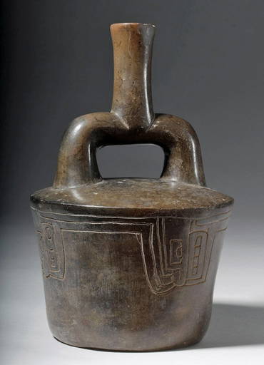 Chavin Incised Stirrup Vessel, Ex Metropolitan Museum