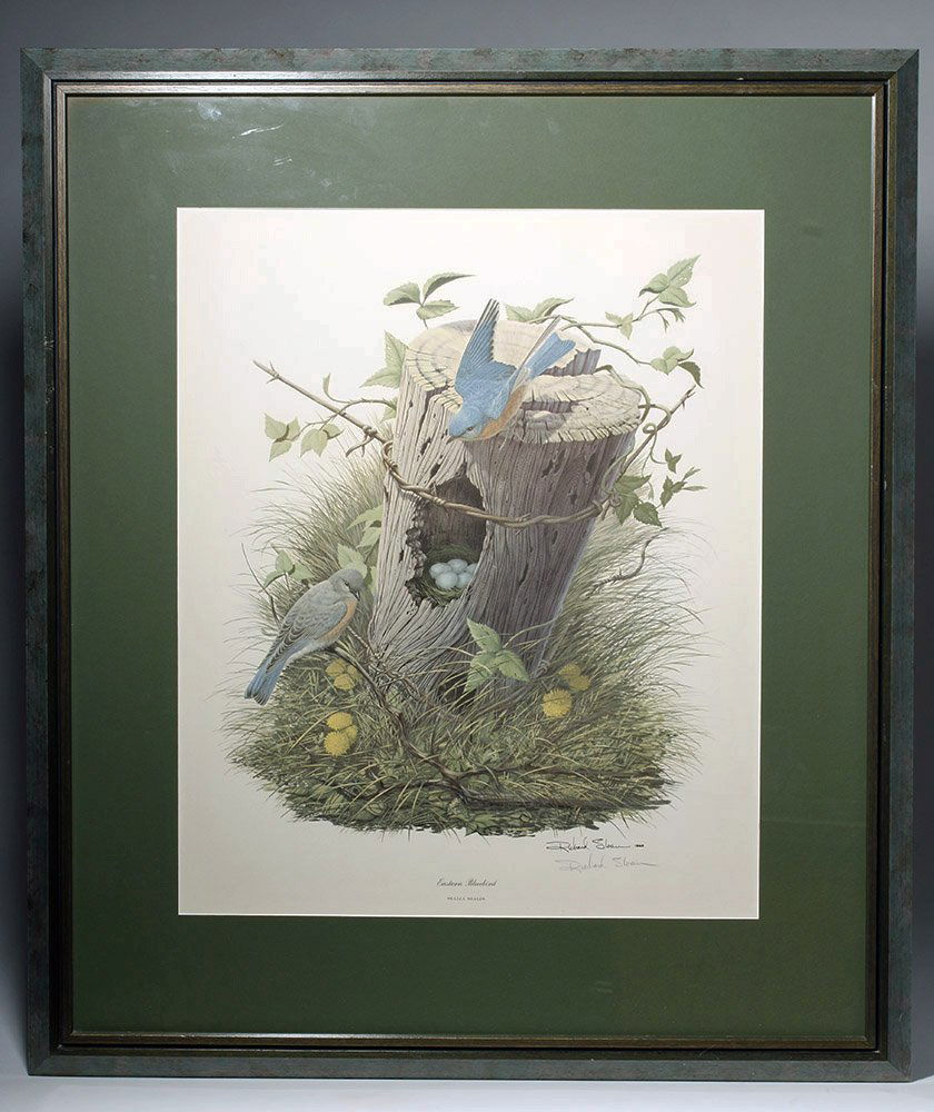 Signed Richard Sloan Eastern Bluebird Lithograph