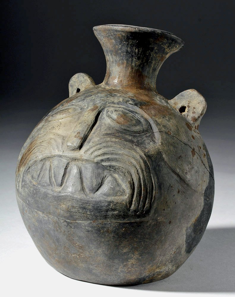 Chimu Inca Blackware Aryballos with Jaguar Face - Dec 01, 2016 ...