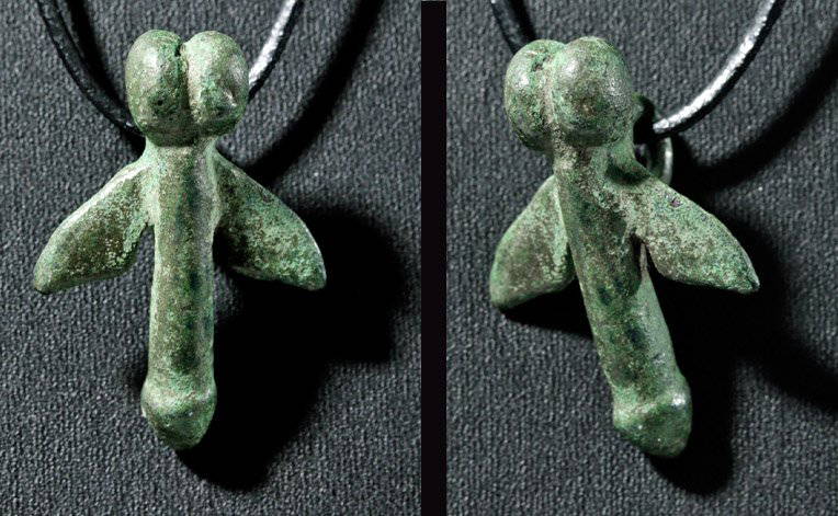 Ancient Roman Bronze Winged Phallus (fascinus) Pendant