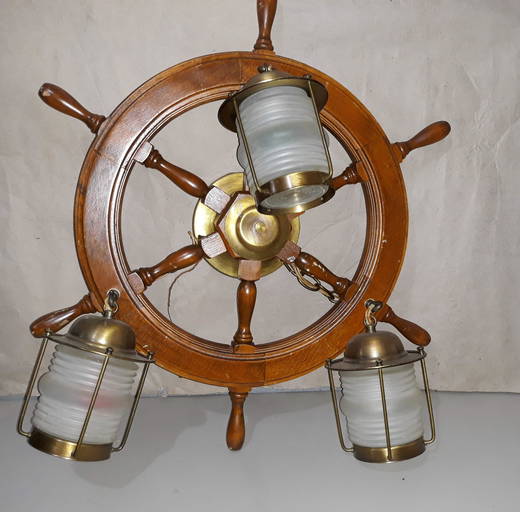 Ship's Wheel Hanging Wall Light