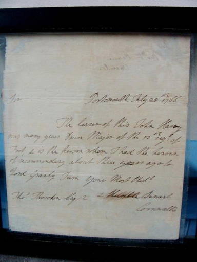 Historical Letter Of Lord Cornwallis, Dated 1766